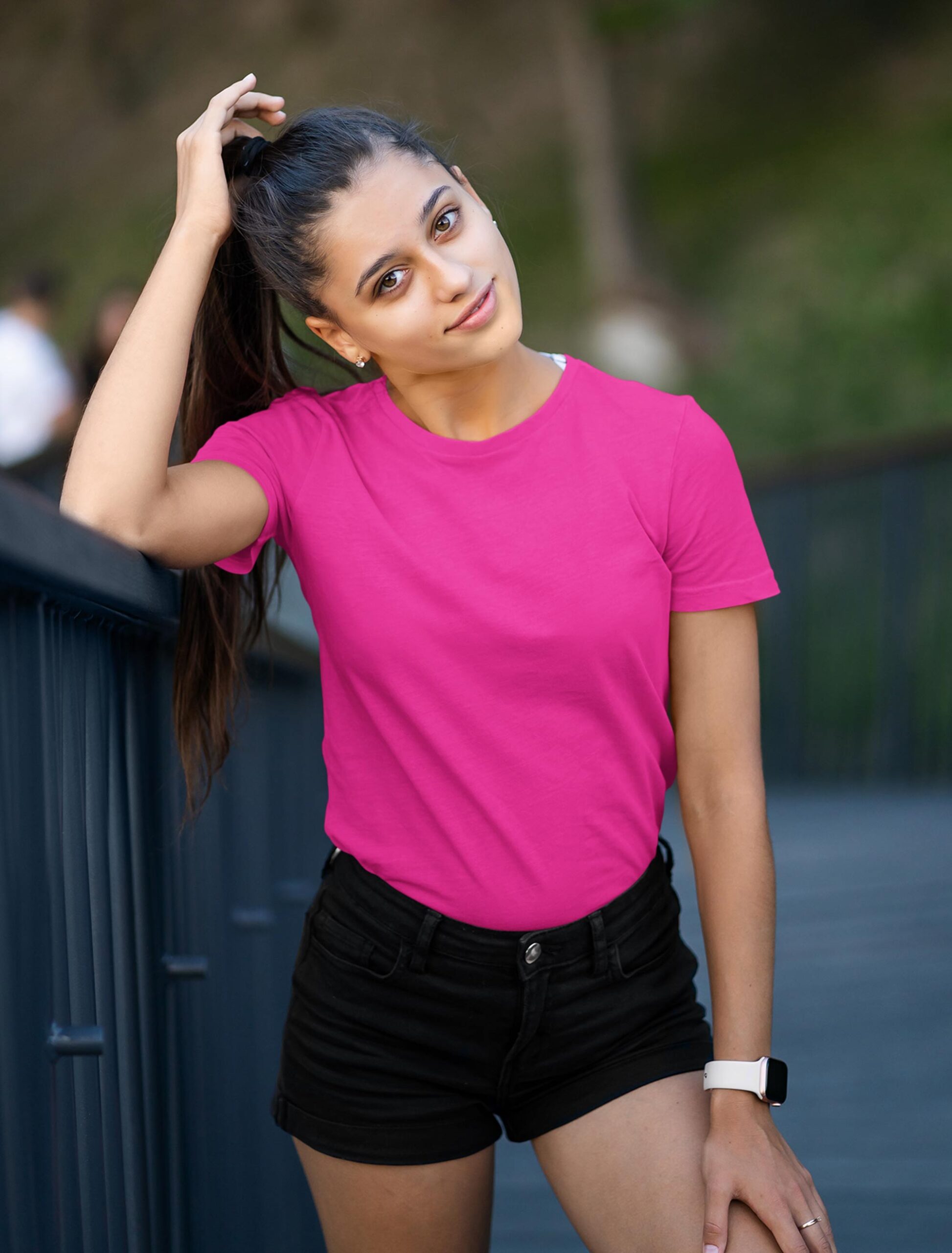 Buy New Hot Pink Women s Plain T shirt Online At Rs 299 Custom T House