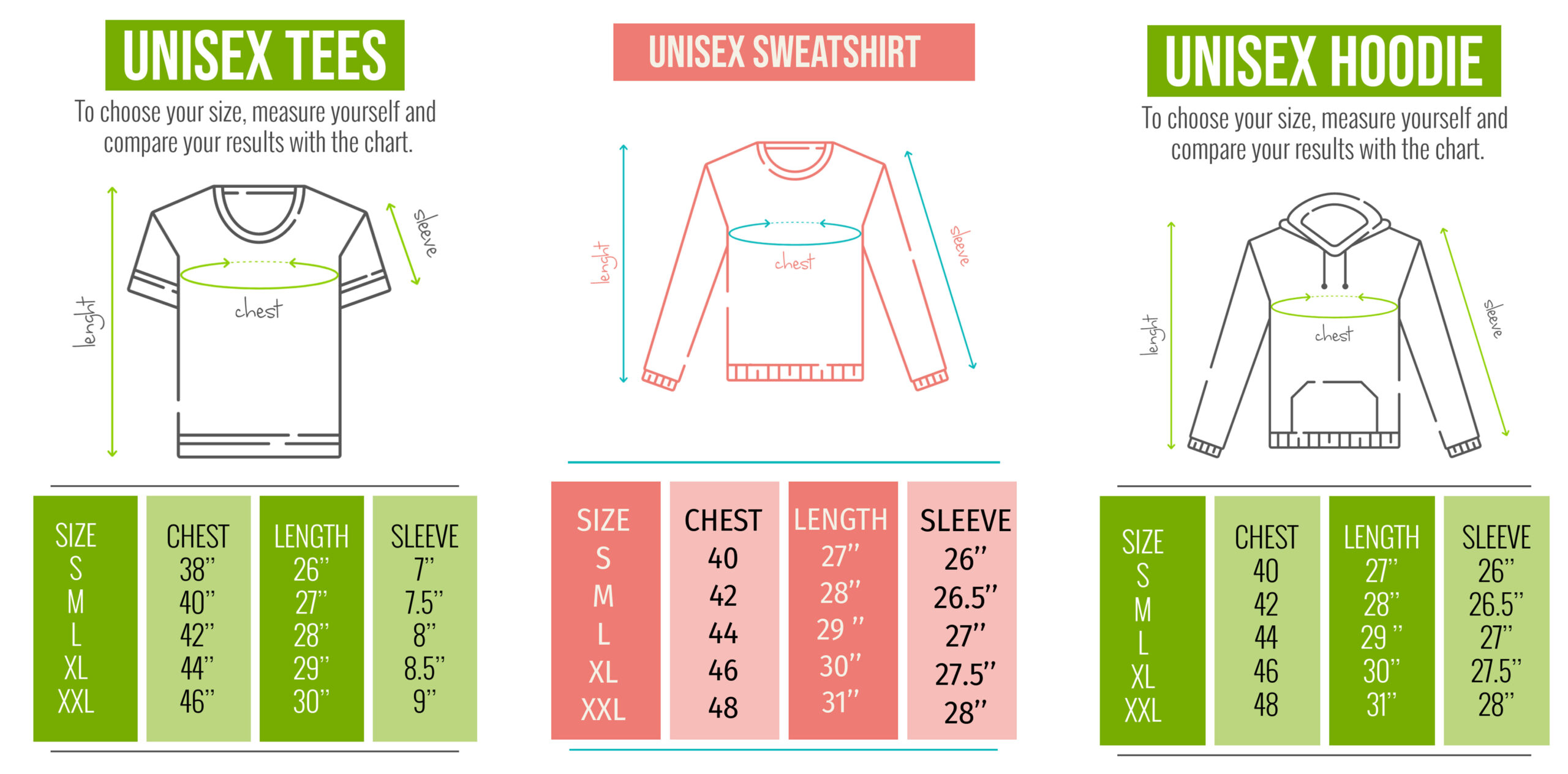 Size chart - Custom T House